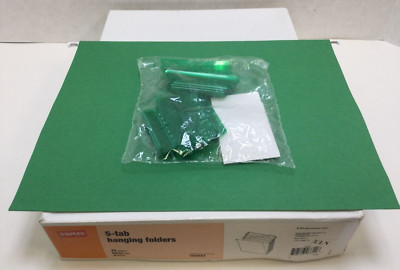 Staples Hanging File Folders, 5-Tab, Letter Size, Green, 25/Box (163527 ...