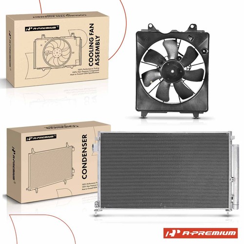 2x A/C Condenser & Cooling Fan Assembly Kit for Honda Civic 2006-2011 ...