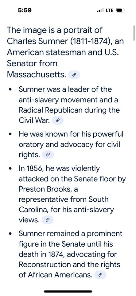 Charles Sumner (1811-74) Autograph U.S. Senator - Massachusetts Framed ...