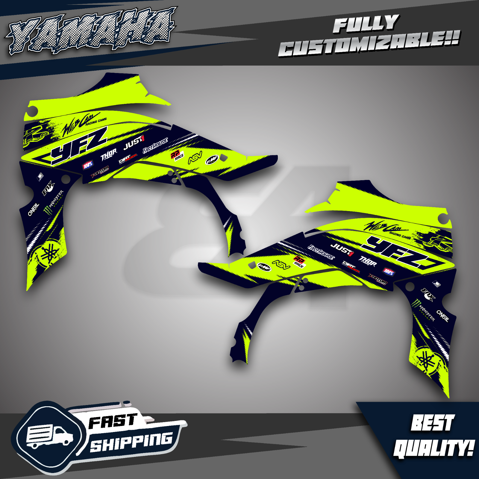 Graphics Kit for YAMAHA YFZ450 YFZ450R (2014-2024) YFZ 450 21 MIL Green ...