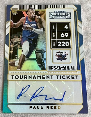 Paul Reed 2020-21 Panini Contenders Draft Picks Autograph Auto Rookie ...