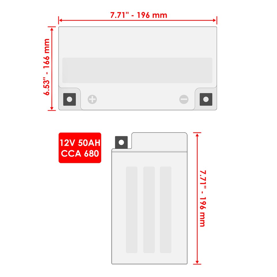Caltric 26012-0619 AGM Battery for Kawasaki Mule KAF820 Pro-FX 12V 50Ah ...