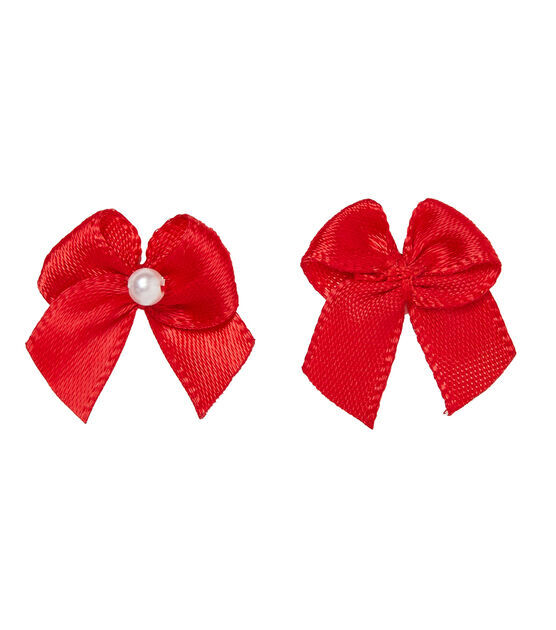 Offray 10 pk Ribbon Bow Accessories with Pearl Accent – RED SATIN | eBay
