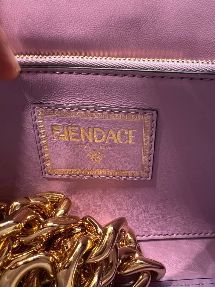 NWT FENDACE VERSACE X FENDI LA MEDUSA MEDIUM PRINT HANDBAG PURSE ...