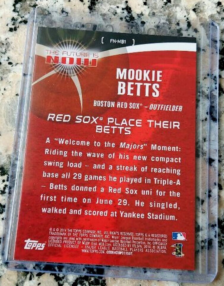 MOOKIE BETTS 2014 Topps Rookie Card RC SP Red Sox Los Angeles Dodgers ...