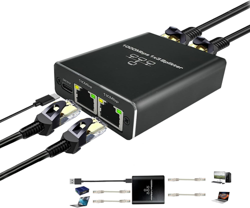 Gigabit Ethernet Splitter High Speed, 1000Mbps Either Ethernet Splitter ...
