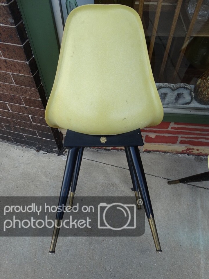 Fiberglass Shell chair with wood base & legs Vintage Mid century 7 ...