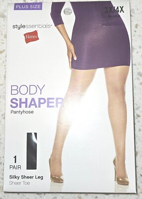 1 Pair Hanes Style Essentials Body Shaper Pantyhose Silky Sheer 3X / 4X ...