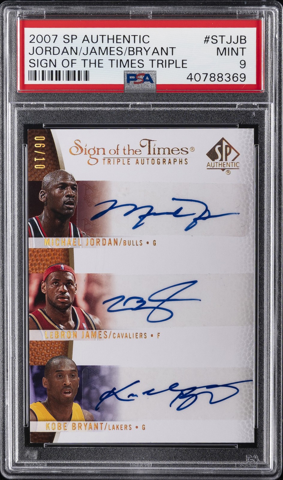 2007 SP AUTHENTIC TRIPLE AUTO KOBE BRYANT/LEBRON JAMES/MICHAEL JORDAN ...