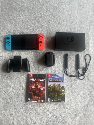 Nintendo Switch Original Console + Minecraft & NBA 2K20 + Accessories ...
