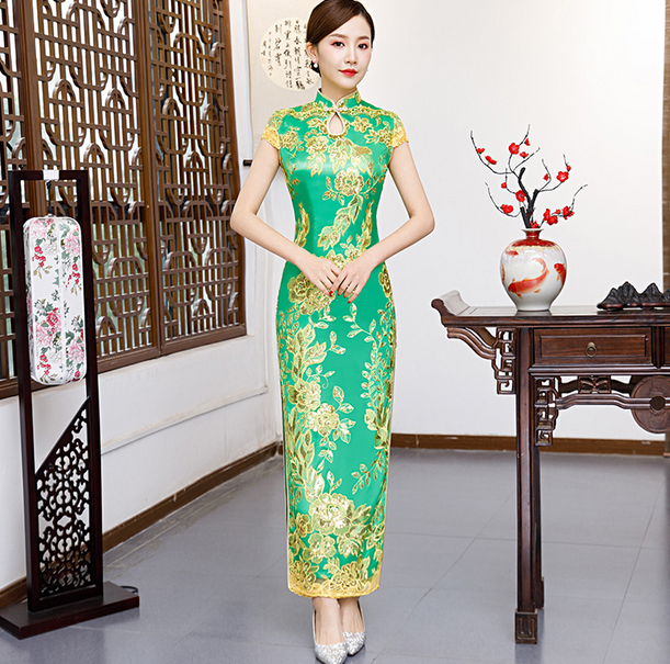Cheongsam Women Chinese Ball Gown Fishtail Evening Long Wedding QiPao ...