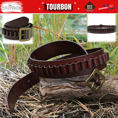 TOURBON Leather Bandolier 9mm/38spl Rifle Cartridges Belt Revolver ...
