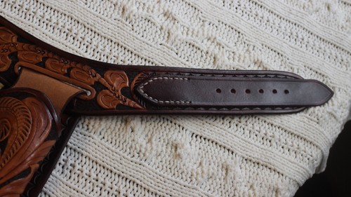 Handmade Western Gun Belt with Ammo Loops and Holster Brown Floral .357 ...