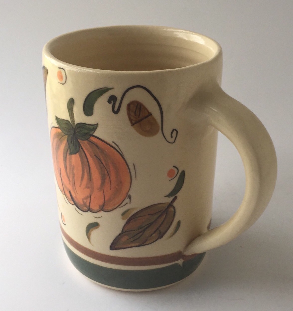 Painted Pottery Beer Cider Stein Mug Pumpkin Thanksgiving Fall Harvest ...