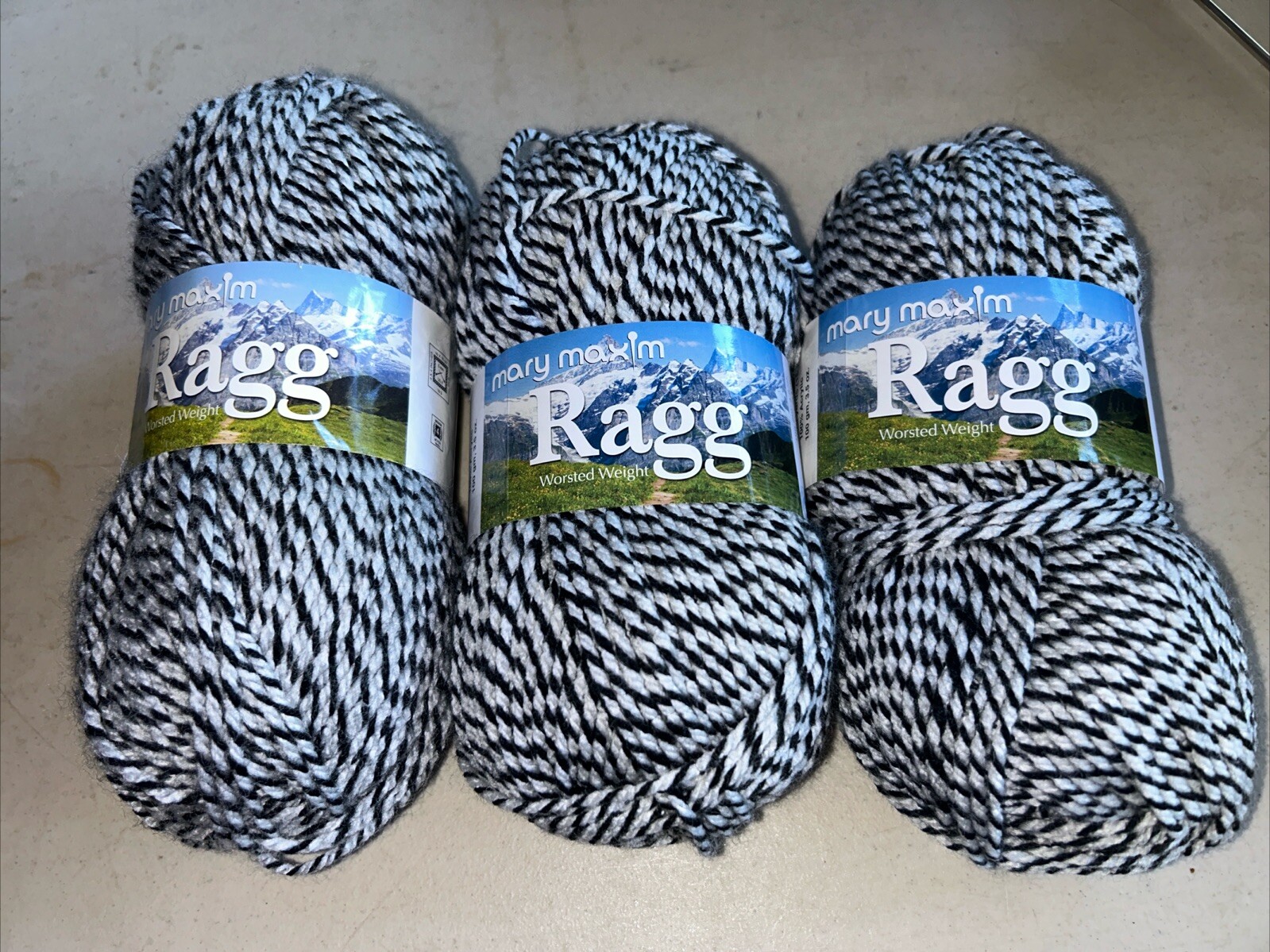 Mary Maxim RAGG Yarn 2 1/2 Skeins Color Is “ Shade Black” Dye Lot ...
