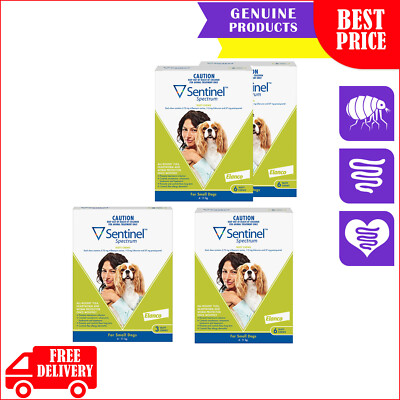 SENTINEL SPECTRUM for Dogs 4 to 11 Kg GREEN 6,12 Chews Flea Heartworm ...