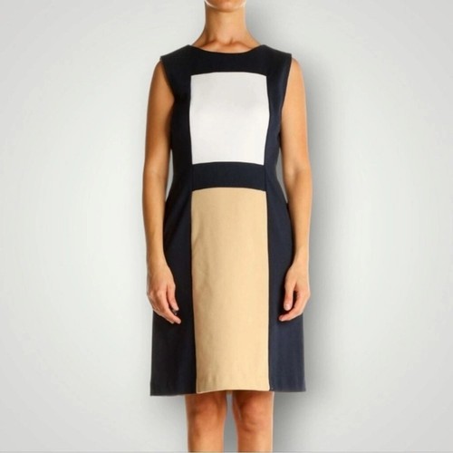 CALVIN KLEIN Blue Colorblock Day Sheath Dress 8 | eBay