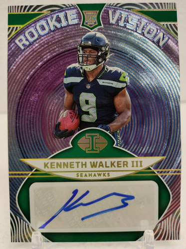 KENNETH WALKER III AUTO /10 2022 Panini Illusions Green ROOKIE VISION ...