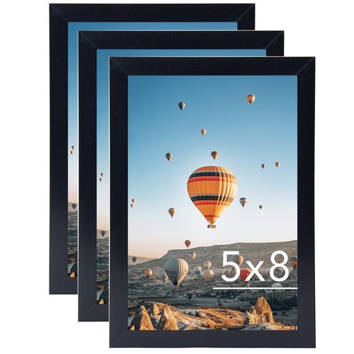 5x8 Picture Frame Set of 3 Black for Wall Hanging or Tabletop- Wall ...