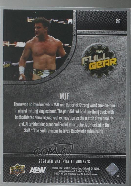 2024 Upper Deck AEW Match Dated Moments Full Gear MJF Roderick Strong ...