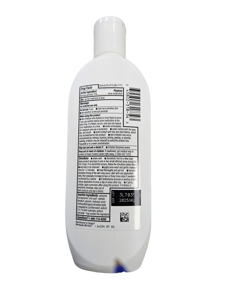 Benzoyl Peroxide 10% WASH 8oz XL SIZE PERRIGO / PADAGIS - NEW LOOK ...