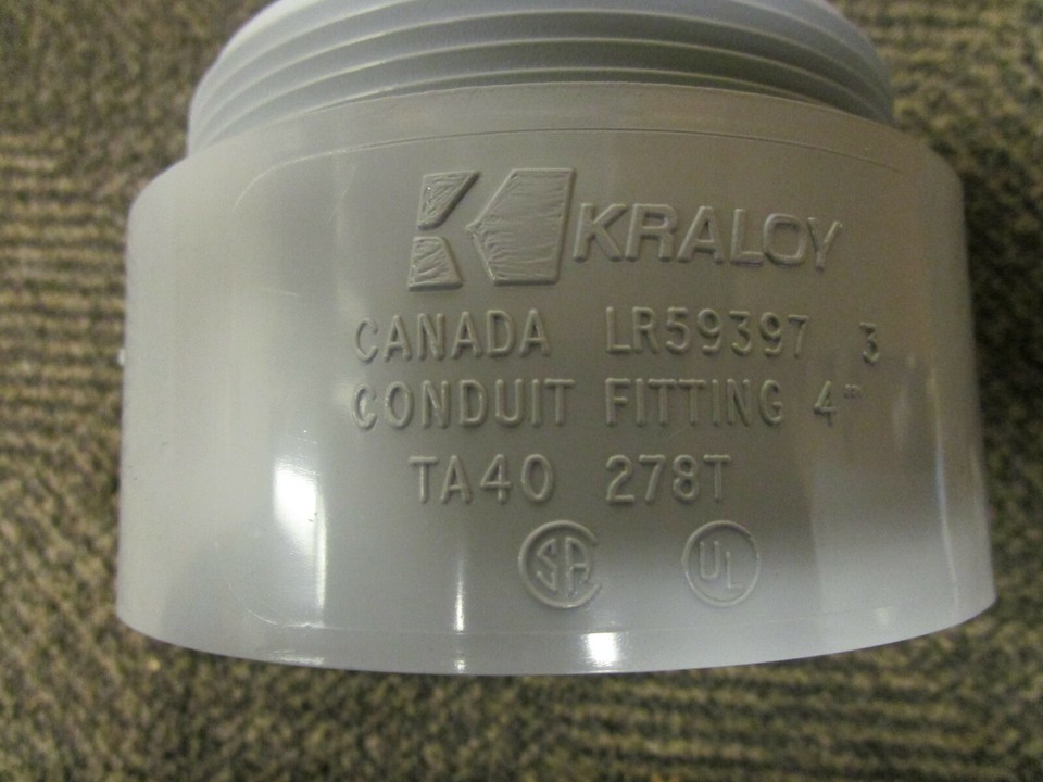 KRALOY LR59397 4" PVC CONDUIT MALE ADAPTER TA40 278T (LOT OF 17) | eBay