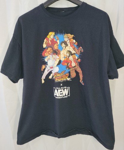 Capcom Street Fighter x AEW Limited Edition T-Shirt 3XL Ryu Ken Akuma ...