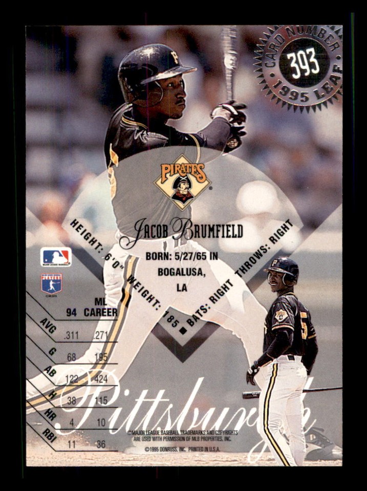 1995 BASEBALL 1995 Leaf Jacob Brumfield Pittsburgh Pirates #393 1 | eBay