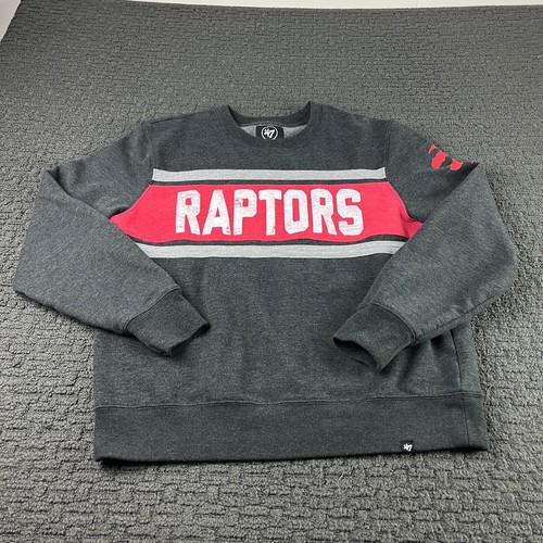 Toronto Raptors Mens Sweatshirt XL Gray Crew Neck Pullover 47 Brand NBA ...