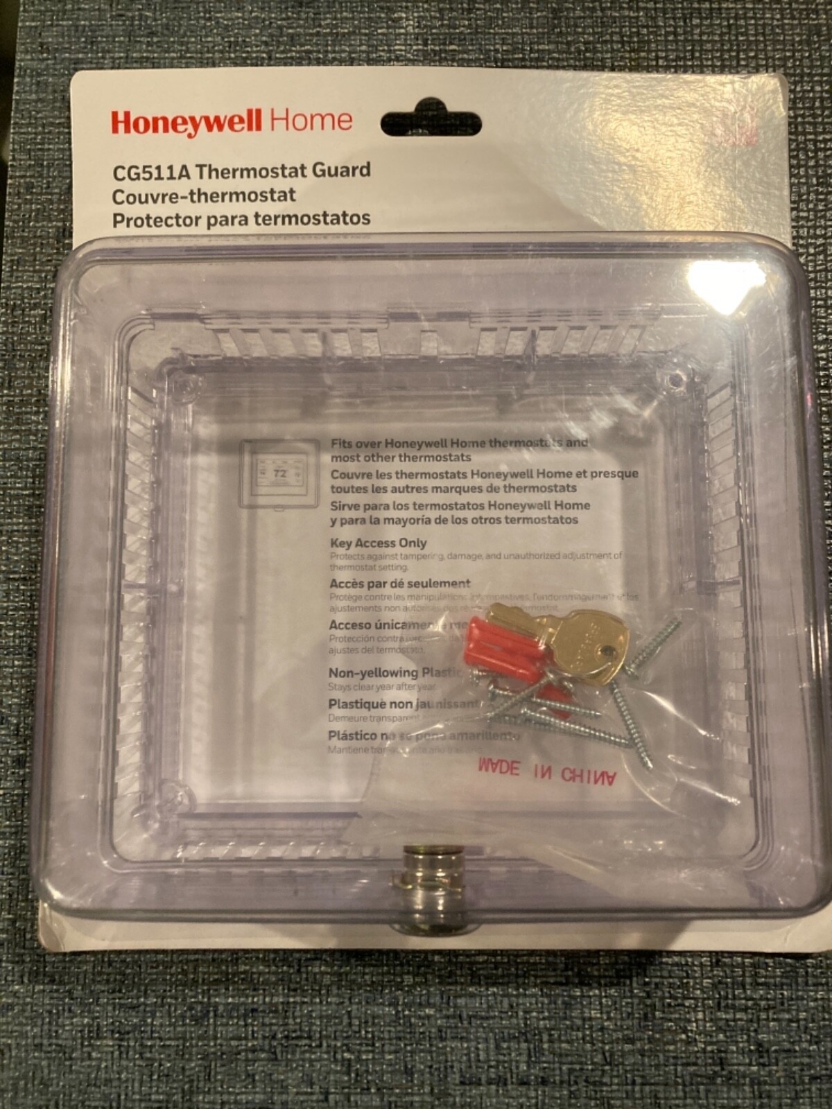 Honeywell CG511A Clear Plastic Universal Locking Thermostat Cover Guard ...