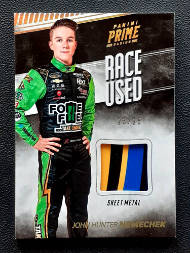 JOHN HUNTER NEMECHEK 2018 PANINI PRIME RACE USED SHEET METAL GOLD #23/ ...