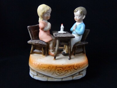 Sankyo Japan Vintage Music Box - Boy and Girl at Table with Candle ...