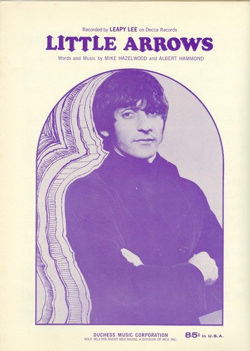 Leapy Lee "Little Arrows" sheet music Mike Hazelwood Albert Hammond ...