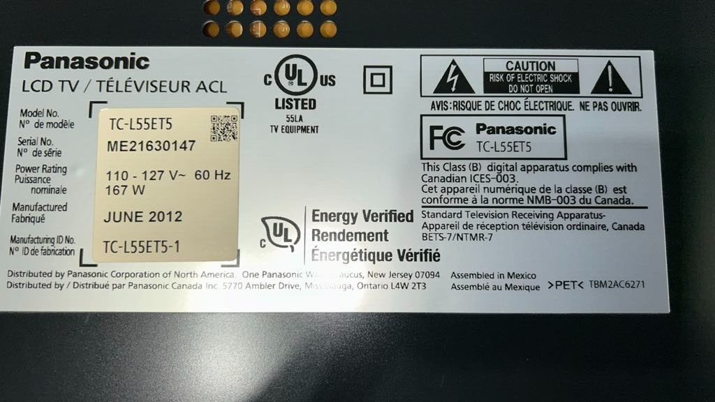 Panasonic TC-L55ET5 Main Board TNPH1006-A1 (TNPH1006-UM) TXN Panasonic TC-L55ET5 Main Board TNPH1006-A1 (TNPH1006-UM) TXN
