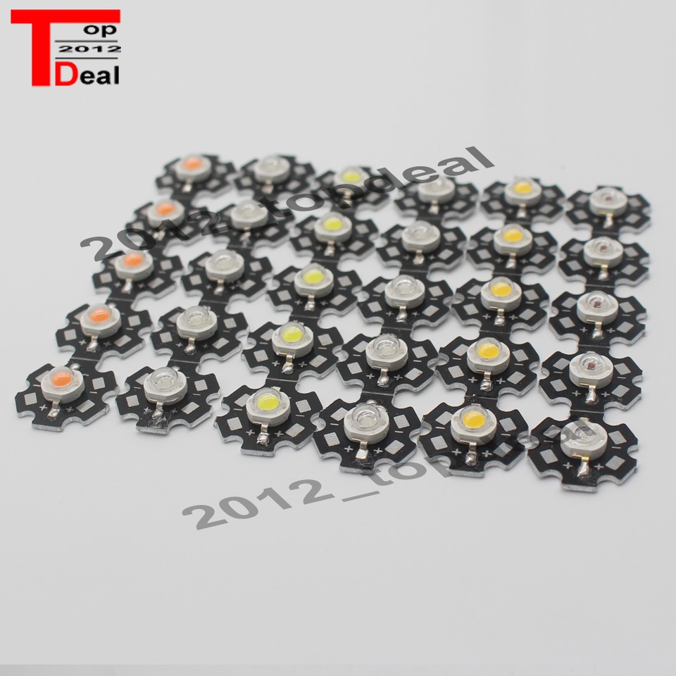 10-100pcs 1W 3W High Power red green Blue Royal blue LED bead with 20mm ...
