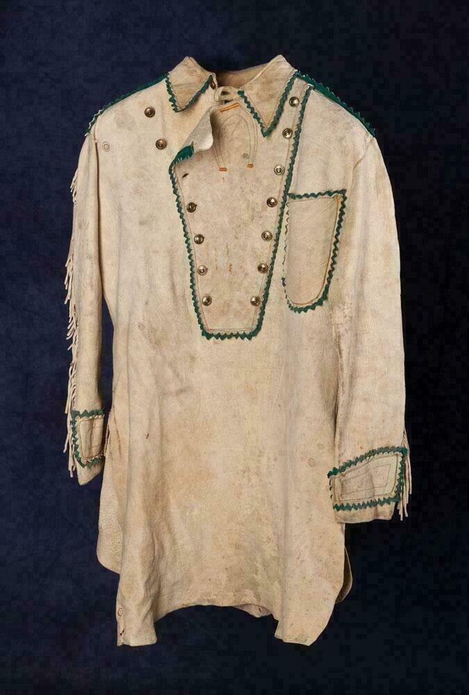 Men Old Native American Western Buckskin Buffalo Leather Fringe War ...