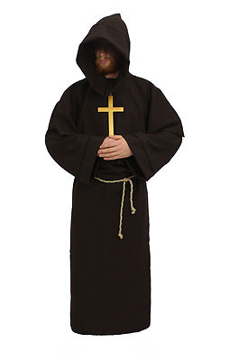 Medieval Black Monk Gothic Druid Religious Halloween Fancy Dress ...
