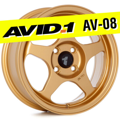 AVID.1 AV-08 15x6.5 Gold 4x100 +35 Wheels (Set of 4) Spoon Style JDM ...
