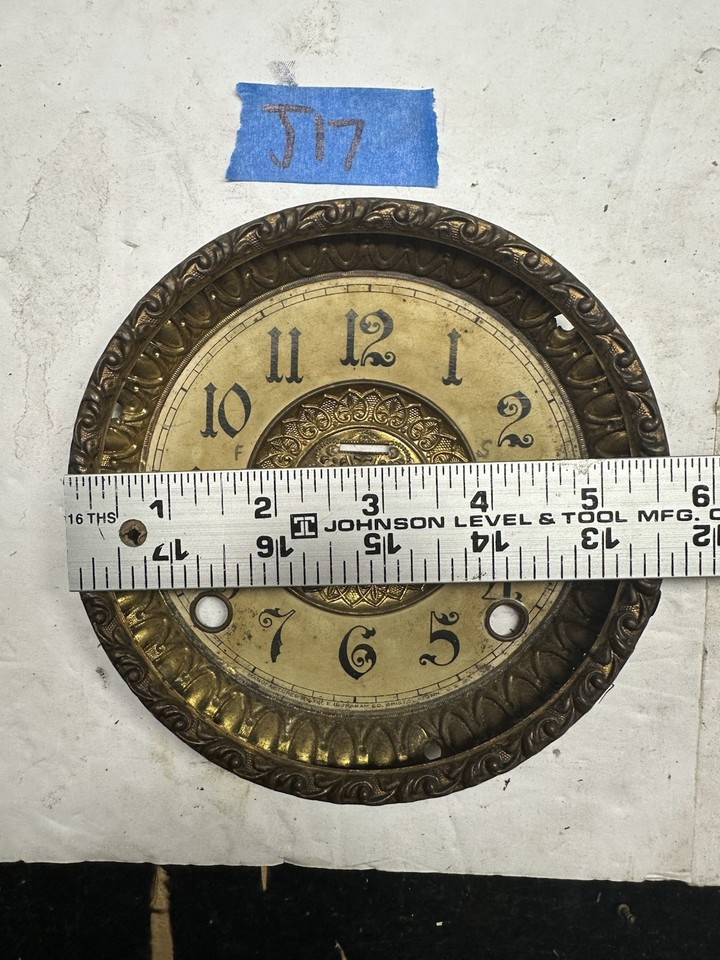 (J17) - ANTIQUE E. INGRAHAM ORNATE 5.75" CLOCK DIAL AND BEZEL - MISSING ...
