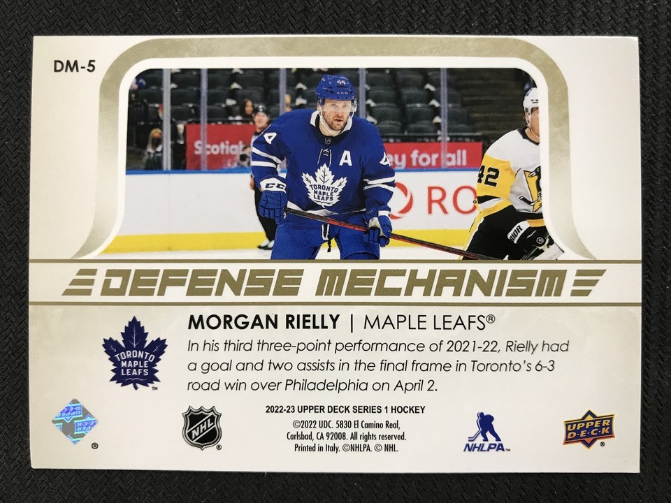 2022-23 Upper Deck #DM-5 Morgan Rielly Defense Mechanism Gold Toronto ...