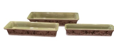 Amscan 3 Piece Holiday Ceramic Sandwich Cracker Serving Trays Long ...