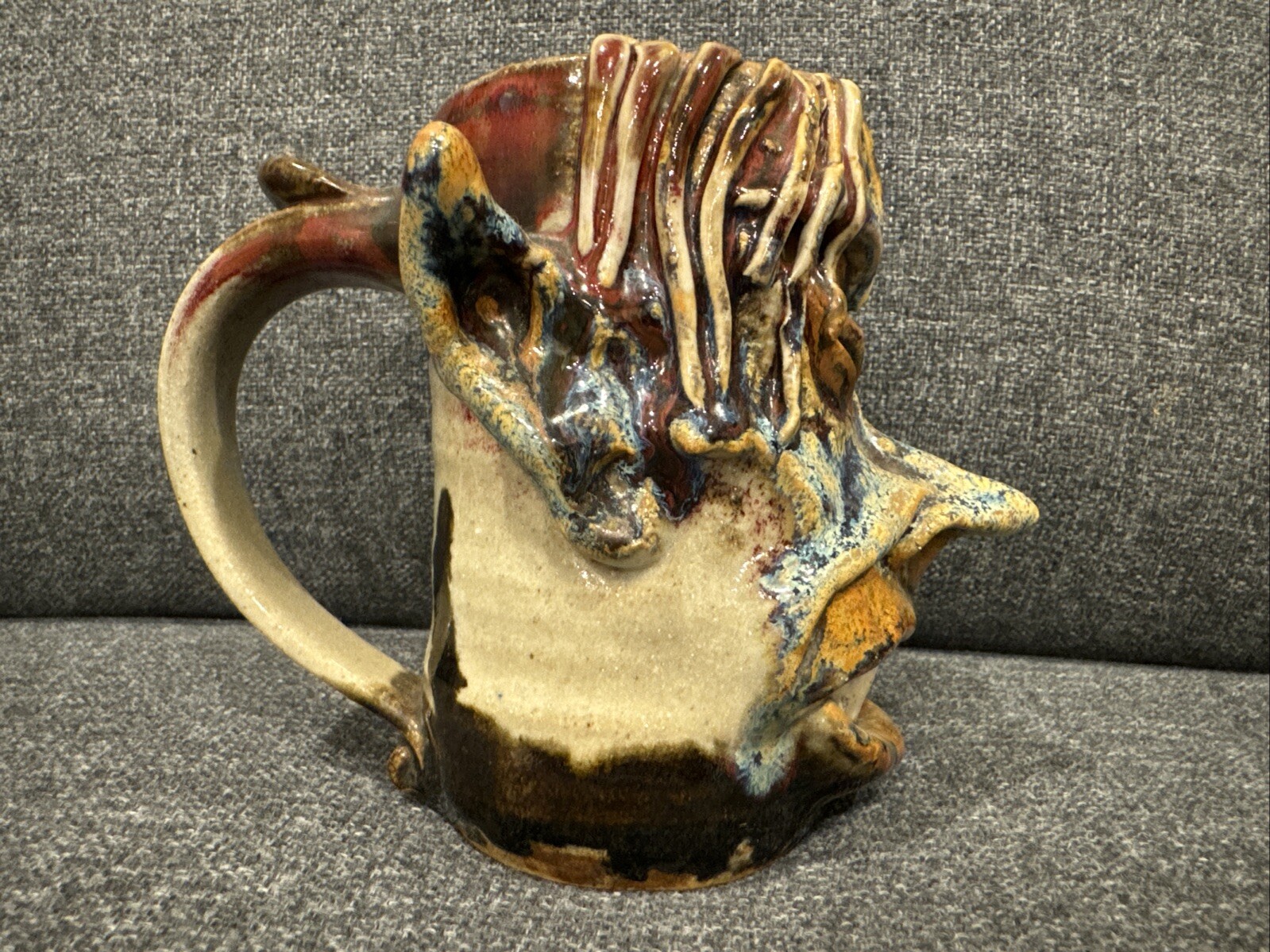 Phelps Pottery Mug Signed Studio Art Pottery Monster Ugly Face Handmade ...