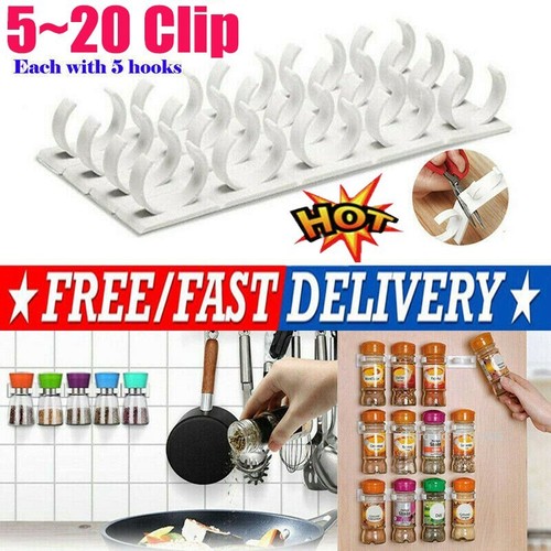 Clip Kitchen Spice Gripper Strip Jar Rack Storage Holder Wall Cabinet ...