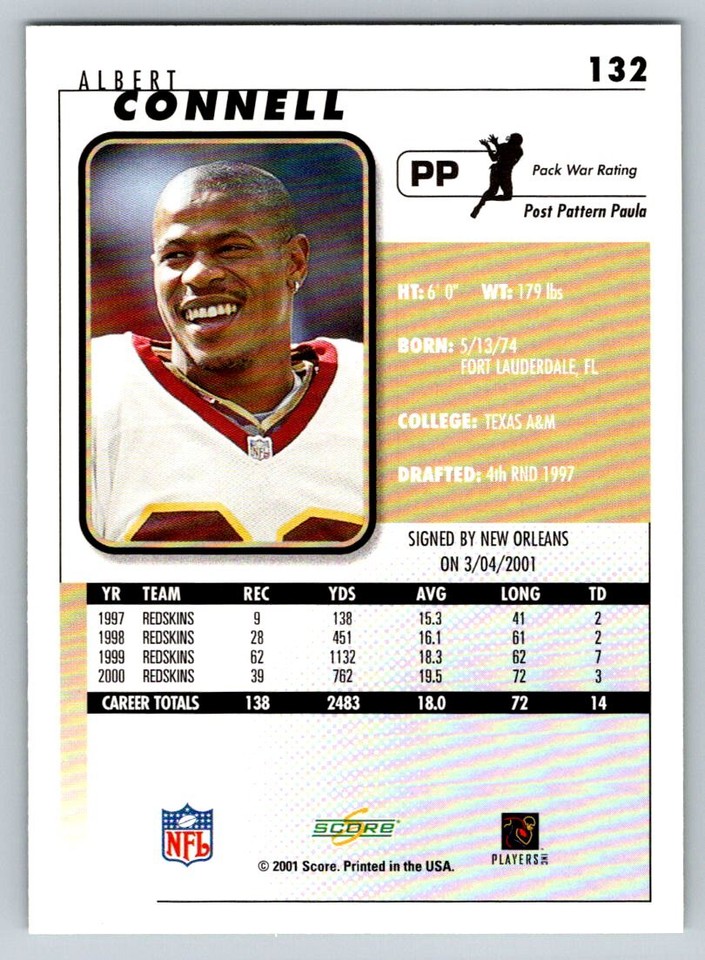 2001 Score #132 Albert Connell New Orleans Saints | eBay