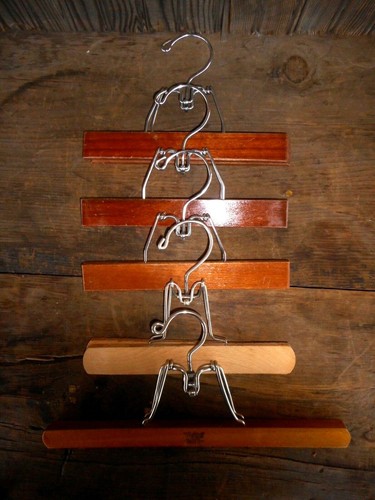 5 Vintage Wood Slacks Pants Hangers Clothing Hanger Organize repurpose ...