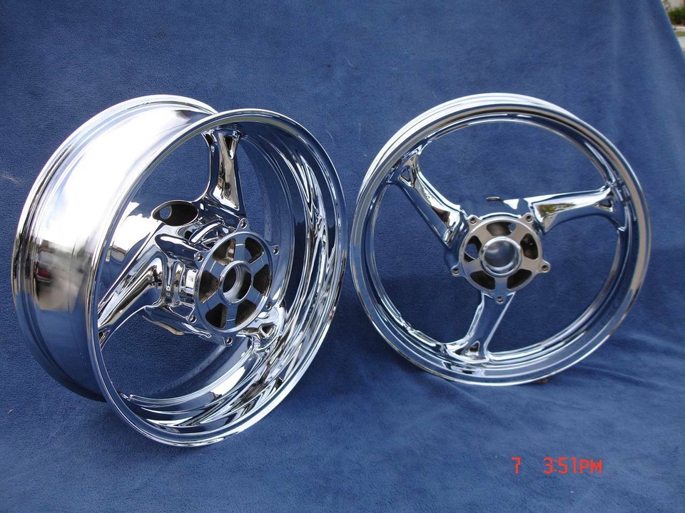 13-19 Suzuki Hayabusa Busa Front Rear Freshly Chrome Rims GSX 1300RA ...