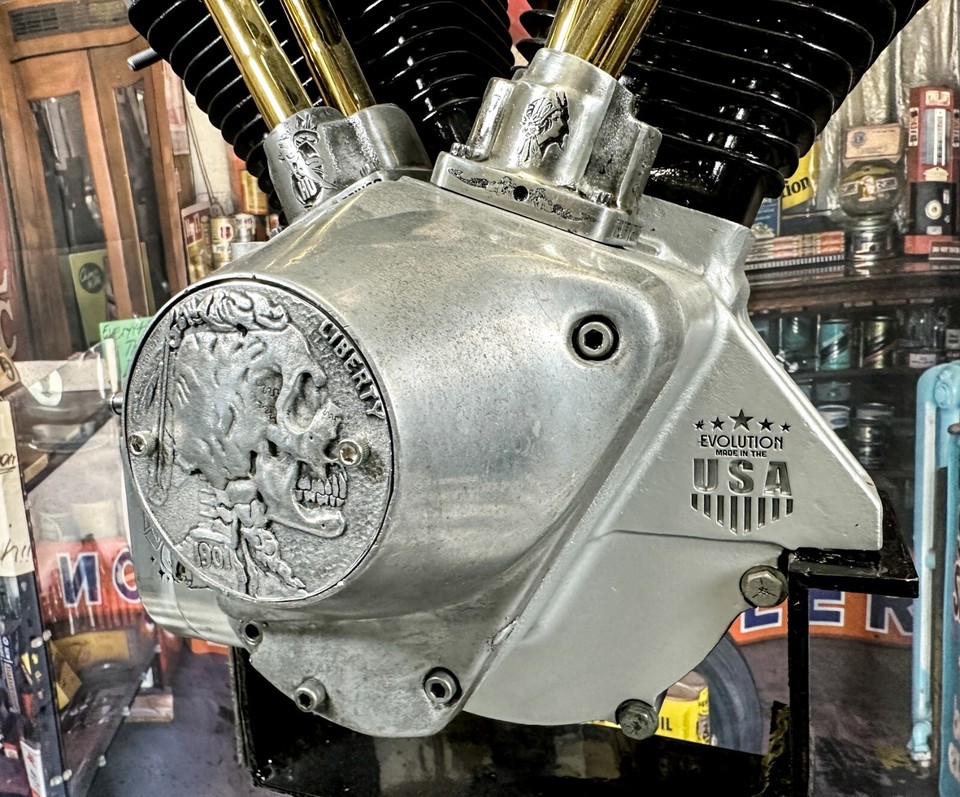 Gilroy Indian Motorcycle Skull Chief Carved Buffalo Nickel Points ...