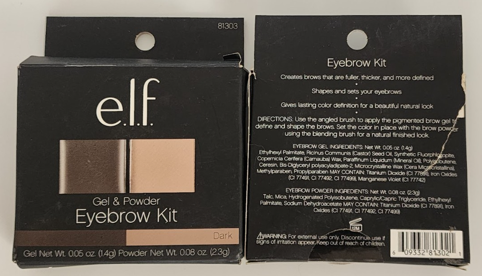 ELF E.l.f. Gel Powder Duo Eyebrow Kit Mirror Compact Eye Brow Color ...