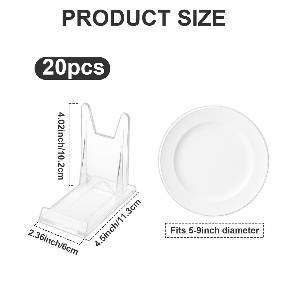 20 Pack Display Stands, Acrylic Plate Holder, Acrylic Book Stand, Plate ...