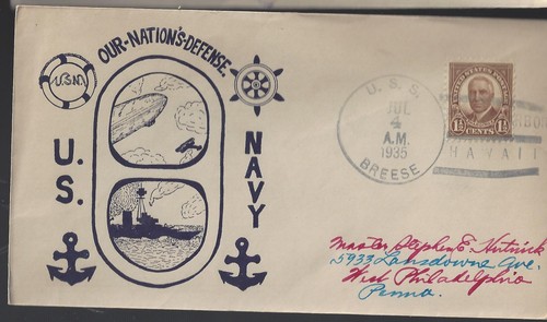 1935 Naval Cover USS Breese DD-122 Pearl Harbor | eBay